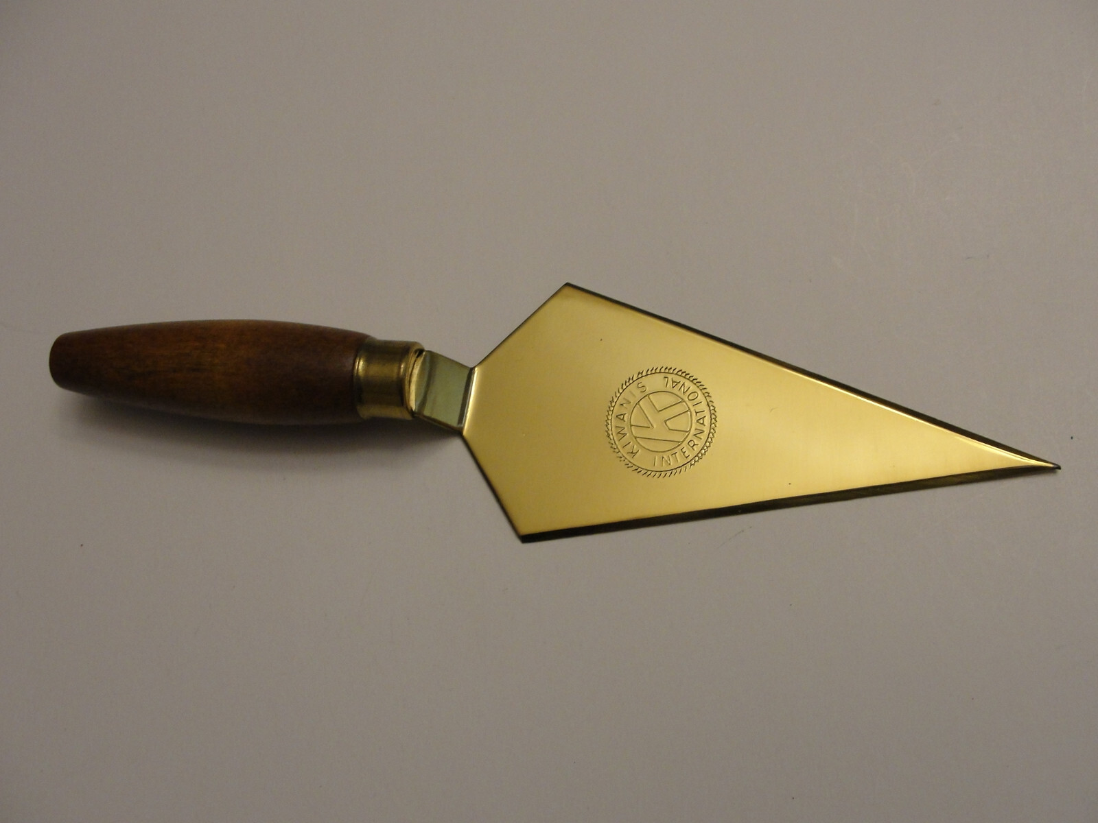 Vintage Kiwanis international Shiny Brass Trowel Letter Opener Wood ...