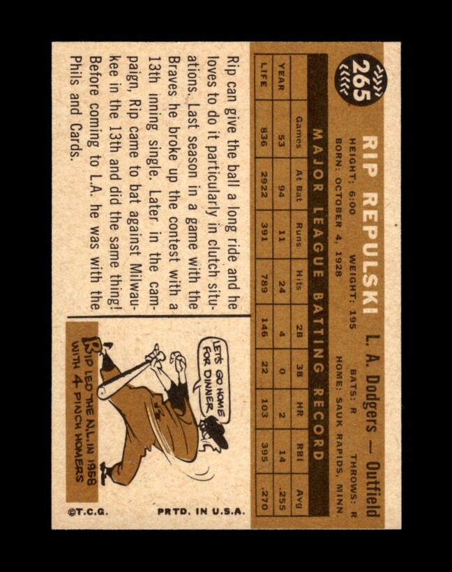 1960 Topps Set-Break #265 Rip Repulski NR-MINT *GMCARDS* | eBay
