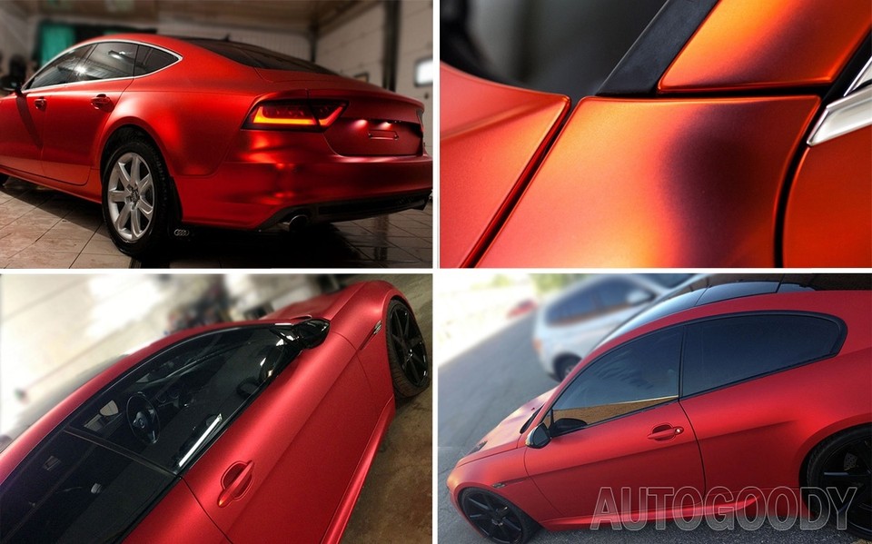 480"x60" Satin Matte Chrome Metallic Red Vinyl Film Wrap Bubble Free ...