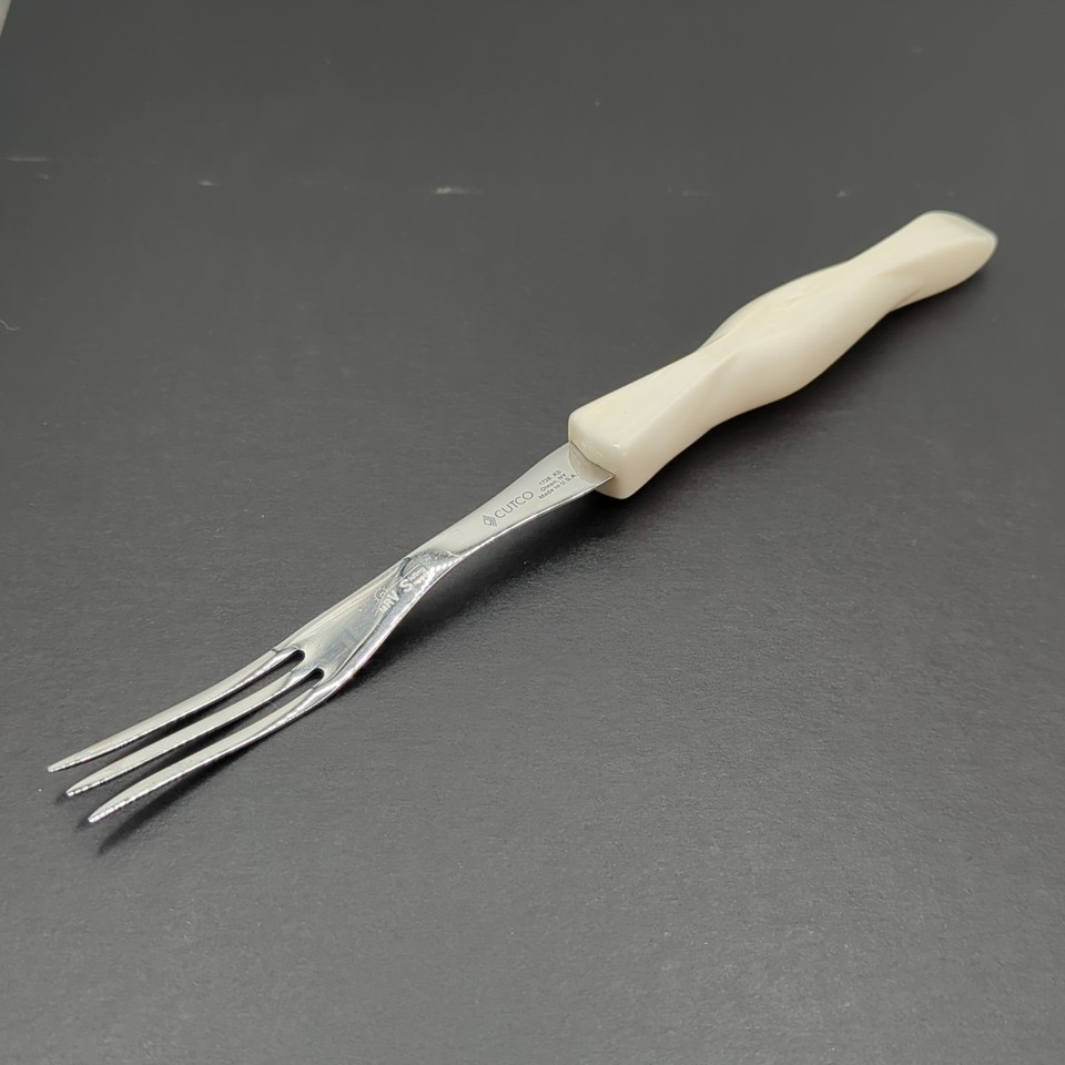 Cutco 1726 KD Three Tine Turning Fork White Pearl Handle Company Logo ...