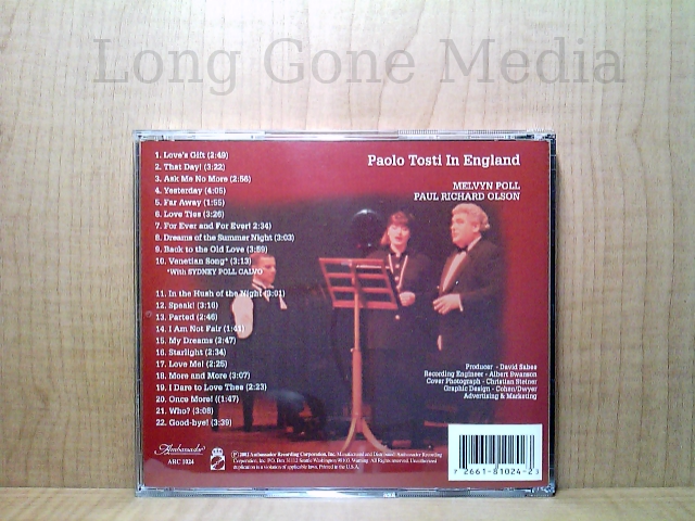 Paolo Tosti In England by Melvyn Poll (CD) | eBay