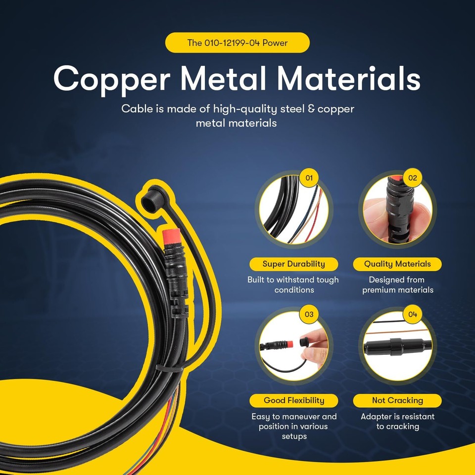 010-12199-04 Power/Data Cable 4-Pin For Garmin Striker VIVID 4cv 5cv ...