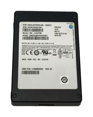 Samsung PM1633 3.8TB 2.5" SAS SSD Solid State Drive MZ-ILS3T80 97% ...