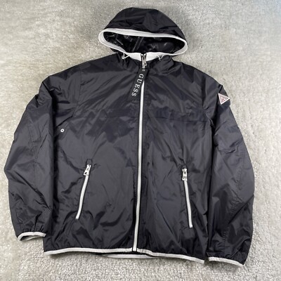 Guess Jacket Mens Large Windbreaker Water Resistant Nylon Hooded Full ...