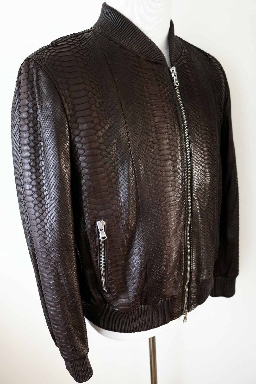 $13450 FREDO FERRUCCI Brown 100% Genuine Python Leather Jacket Size 58 ...