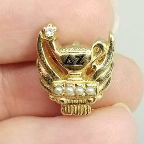 Vintage 1974 Delta Zeta AZ Fraternity Sorority Badge Pin Brooch, Gold ...