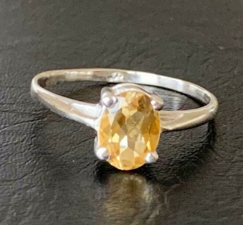 925 Sterling Silver Citrine Ring Oval Claw Stack Gem Solitaire Stack ...