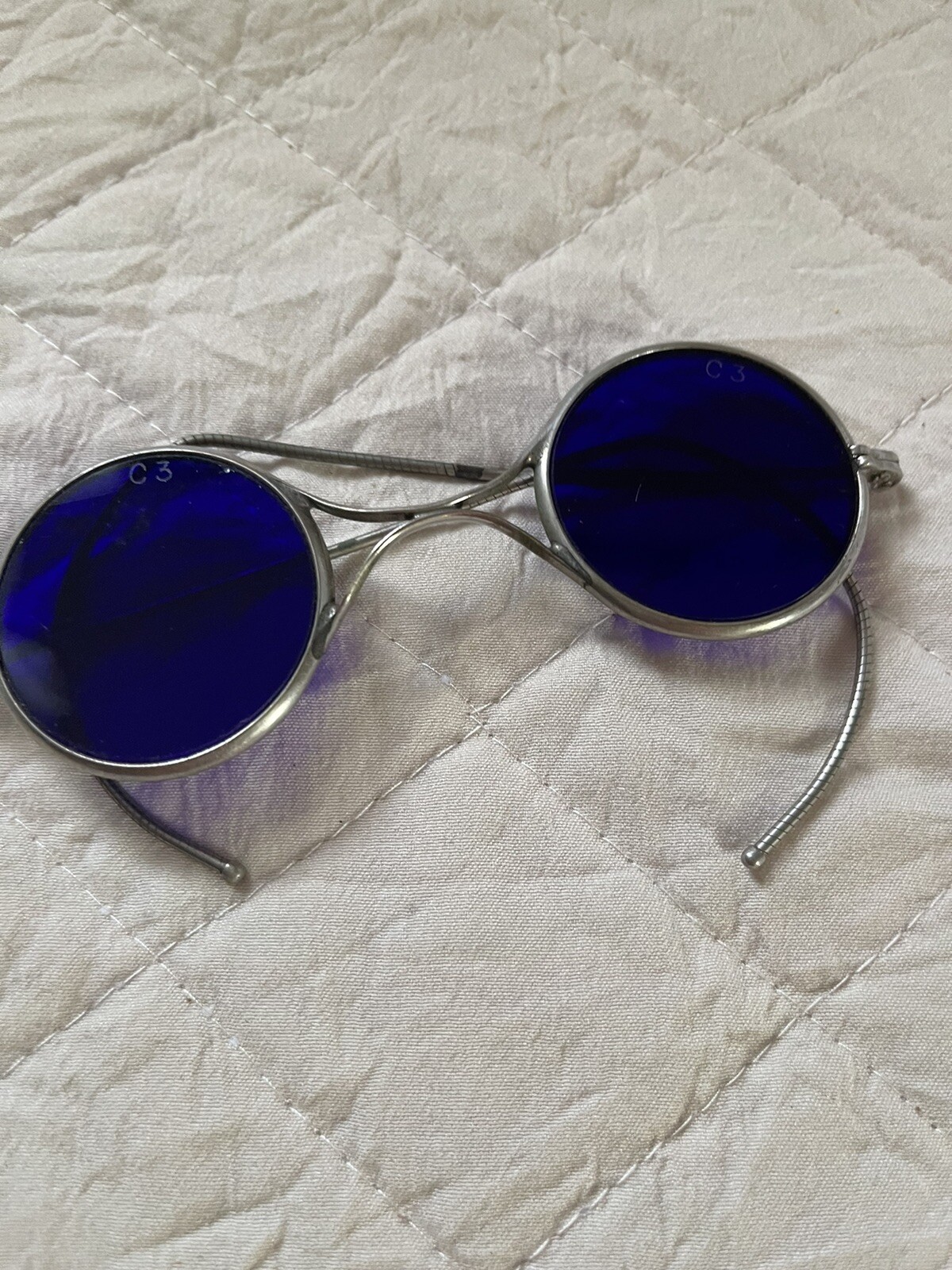 Antique Cobalt Blue Welding Safety Spectacles Glasses… - Gem