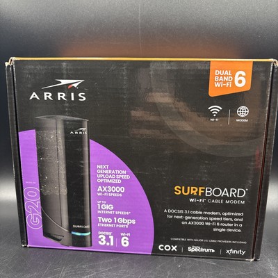 ARRIS G20 Cable Modem Router Combo Fast DOCSIS 3.1 Multi-Gigabit WiFi 6 ...