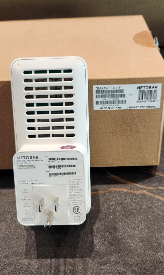 Netgear AX1800 (EAX15) Dual-band WiFi 6 Mesh Extender, 1.8Gbps, Wall ...