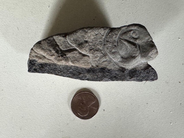 Native American Effigy stone carved sitting Ram bighorn Sheep rock art ...