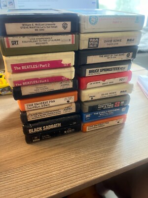 Lot of 18 60s-70s 8-track tapes UNTESTED Beatles Bruce Springsteen ...