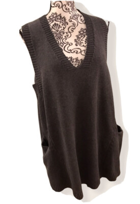 YESNO Women Loose Swing Chunky Cotton Sweater Vests Oversized Top Large ...