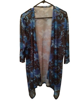Open Front Tunic, Black With Blue Flowers, 100% Polyester, XL, New | eBay