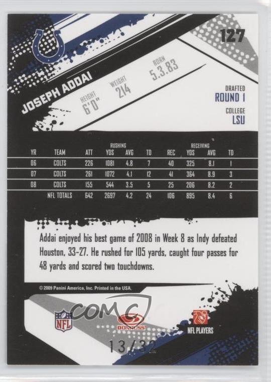 2009 Score Inscriptions Artist Proof /32 Joseph Addai #127 | eBay