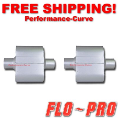 Pair of Single Chamber Performance Race Mufflers FLO-PRO 2.5" / 2.5 ...