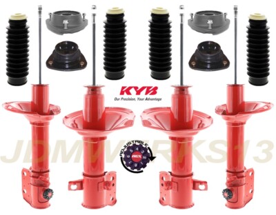 KYB 4 AGX Adjustable STRUTS STRUT MOUNTS BOOTS KIT For SUBARU IMPREZA ...
