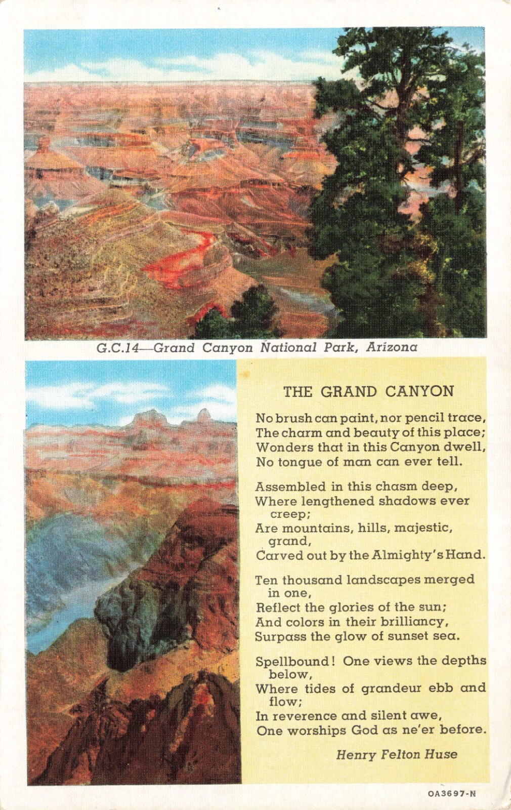 Postcard AZ The Grand Canyon National Park Poem by Henry Felton Huse ...