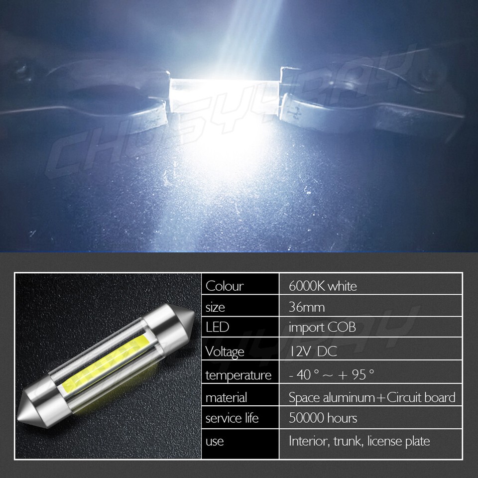 CHUSYYRAY WHITE 6418 6411 36MM LED LICENSE PLATE TAG LIGHT BULBS FOR ...