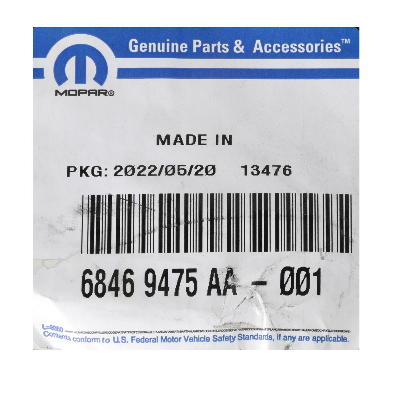 Genuine Mopar License Plate Kit 68469475AA for sale online | eBay