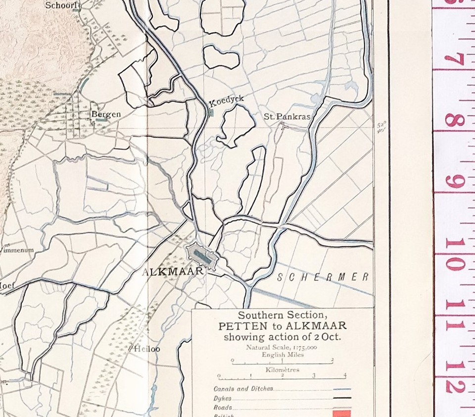 MAP/BATTLE PLAN NORTH HOLLAND EXPEDITION 1799 SOUTHERN SECTION PETTEN ...