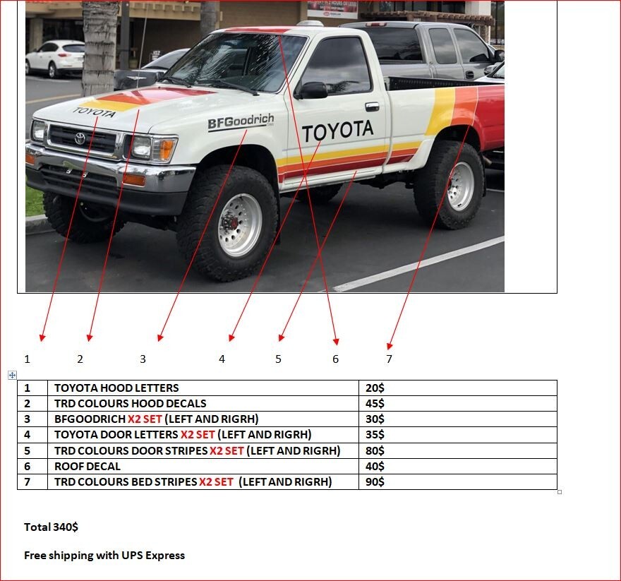 Decals Compatible with Toyota TRD pickup truck Retro graphics | eBay