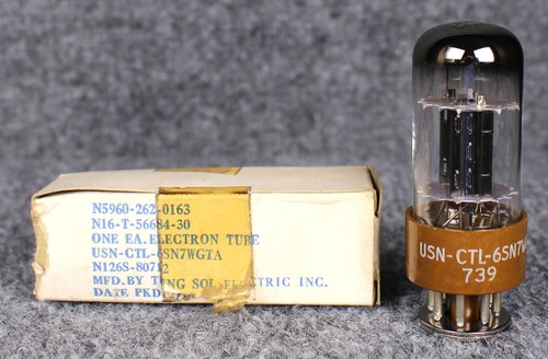 (1) NOS NIB Tung Sol 6SN7 Military Black Plate Tall Bottle Tube ~ TESTS ...