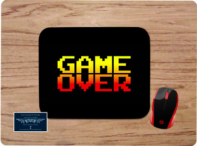 VIDEO GAME OVER YELLOW & RED LOGO CUSTOM PC LAPTOP MOUSE PAD DESK MAT ...