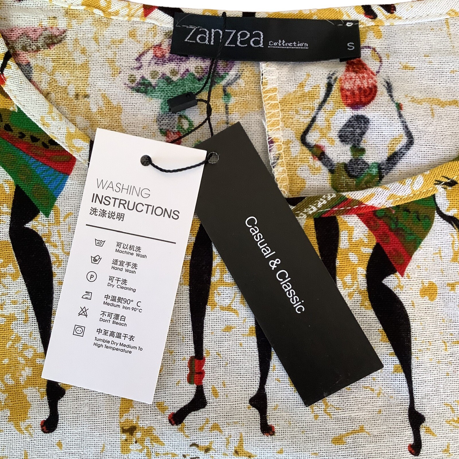 NWT Zanzea Collection Shift Dress African Women Print Size S Boho ...