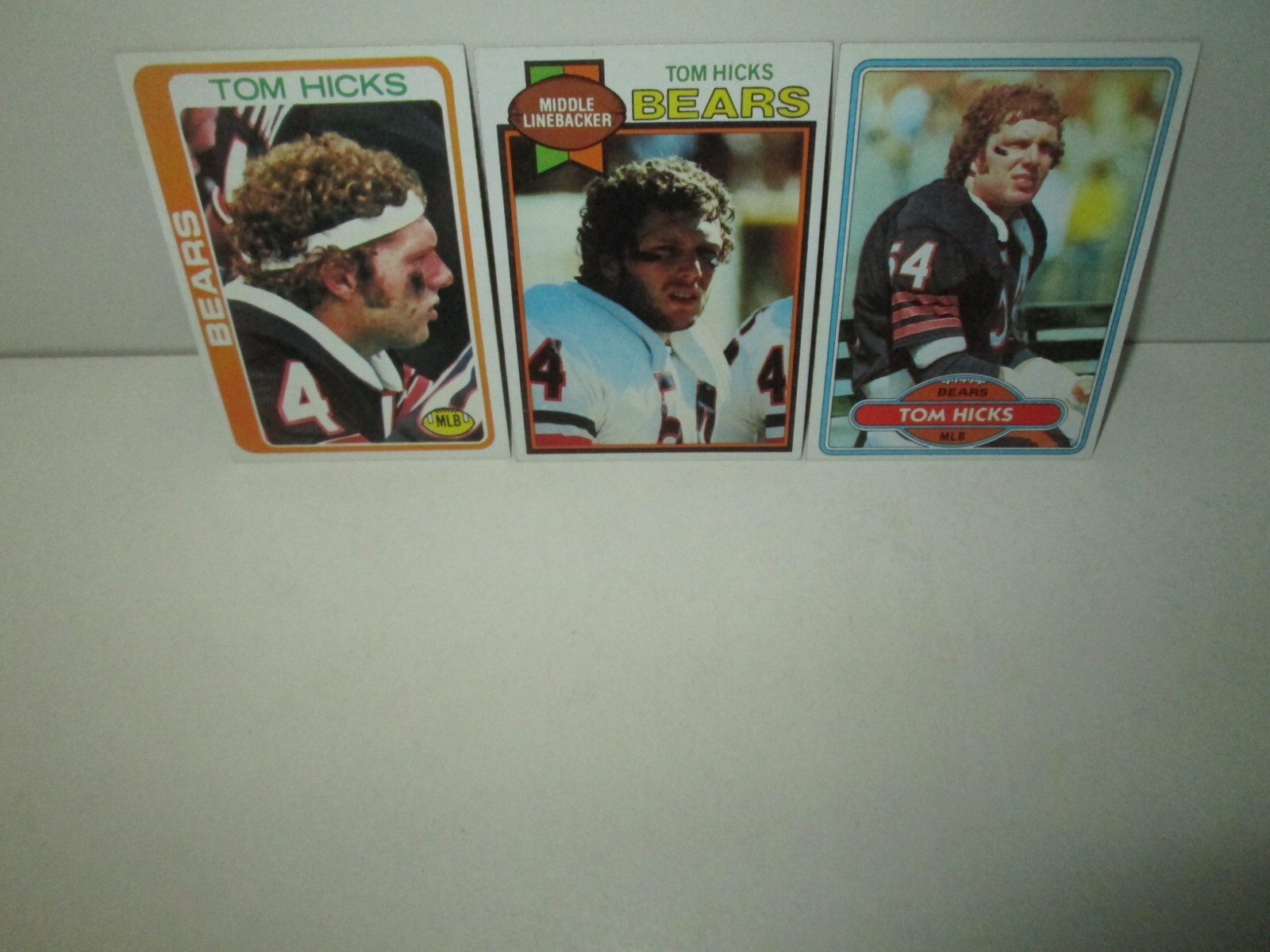 LOT OF 3 TOM HICKS 1970s Cards Rookie #92 417 267 CHICAGO BEARS LB EX+ ...