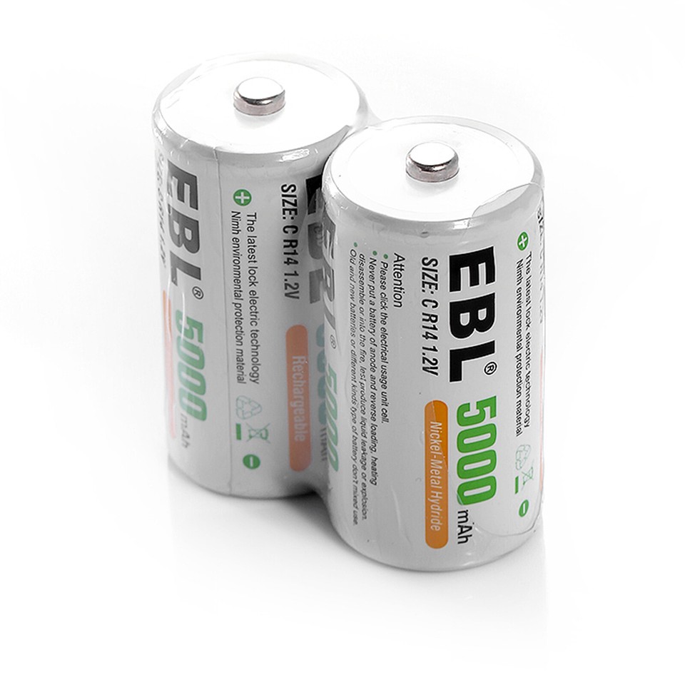 EBL C D Rechargeable Battery Ni-MH 1.2V Batteries 500Omah-1000Omah Lot ...