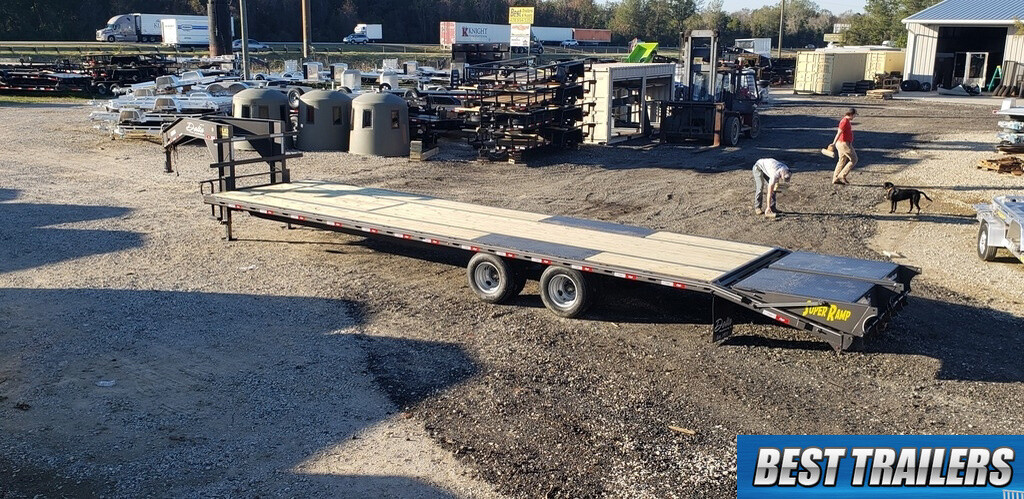 flatbed gooseneck 10 ton deckover equipment trailer 35ft flat bed 210gn ...