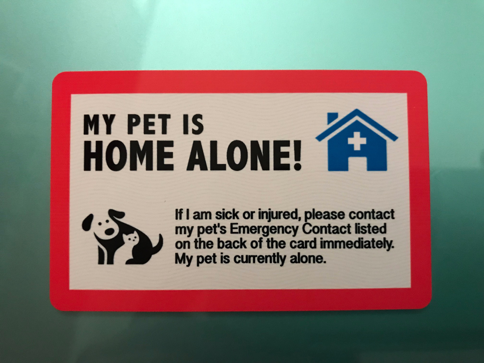 MY DOG IS HOME ALONE - EMERGENCY DOG CAT PET ID WALLET CARD FOR SERVICE ...