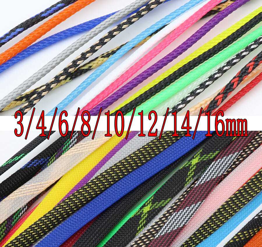 10m Expandable Braided Cable Sleeving 3~16mm Auto Wiring Harness Tidy ...