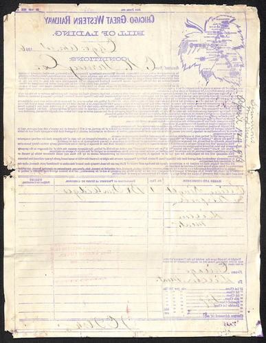 Chicago Great Western Railway 1896 Bill of Lading Buford Elling Knight ...