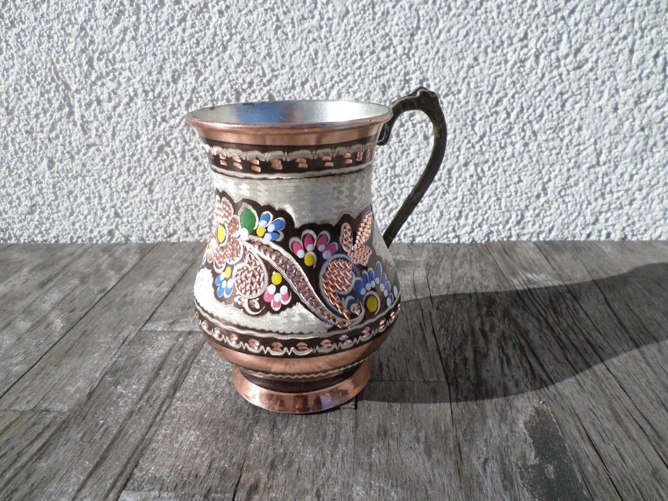 SET OF 2 Traditional Turkish Copper Handmade Masrapa / Tankard / Stoup ...