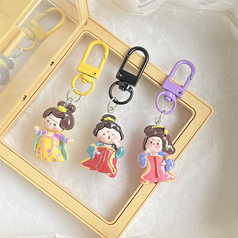 Cute Tang Dynasty Girl Resin Charms Keychain Pendants Bag Charm ...