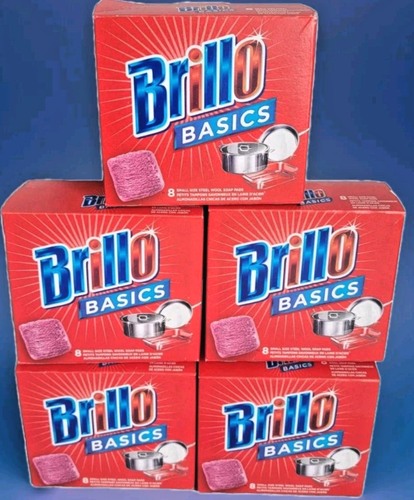 Brillo Basics Steel-wool Soap Pads 8-ct. Boxes - (Pack of 5) 40-Count ...