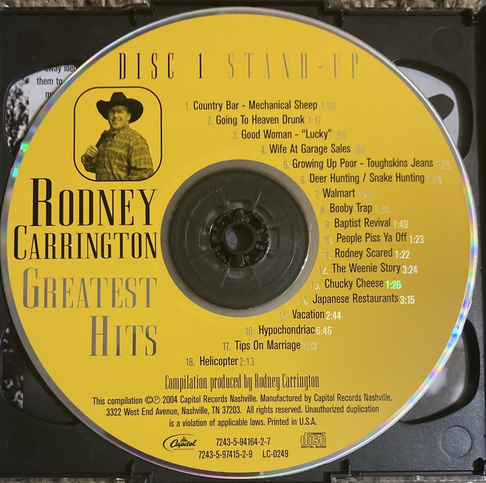 Rodney Carrington Greatest Hits CD. 2- Disc CDs, 2004). Clean! Tested ...