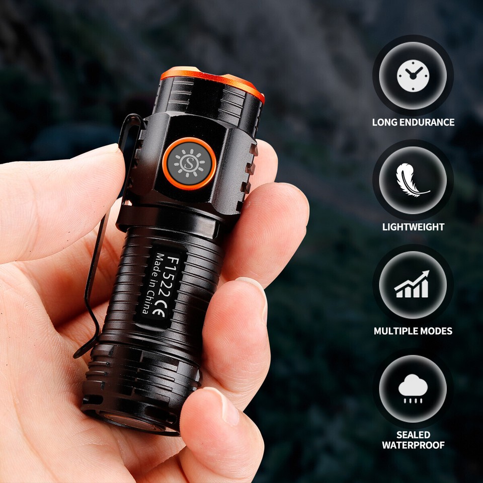 2X Rechargeable LED Flashlight Magnetic EDC Torch Pocket Mini Hat Light ...