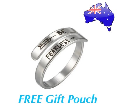 BE FEARLESS Stainless Steel Inspirational Quote Open Positivity Ring ...