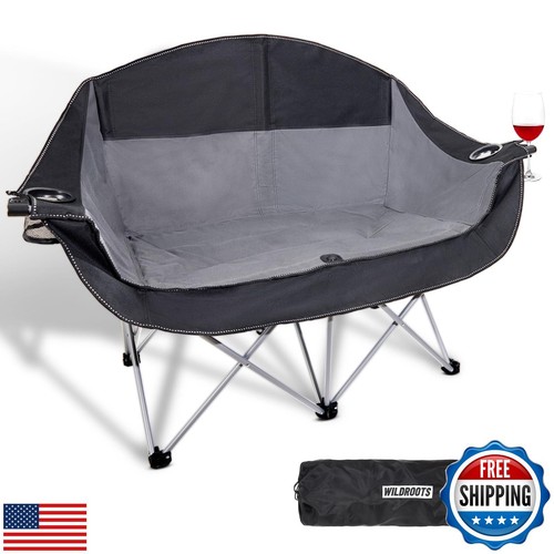 WILDROOTS Outdoor Folding Double Camping Chair Adults 2 Person,Heavy ...