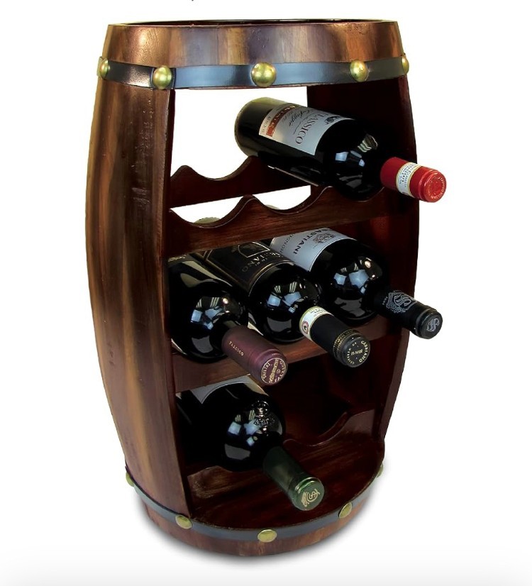 Wood Barrel Shaped Wine Rack 8 Bottle Wine Holder Alexander Castle ...