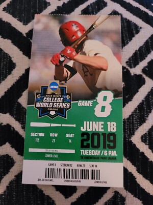 2019 COLLEGE WORLD SERIES CWS GAME 8 TICKET VANDERBILT COMMODORES NAT'L ...