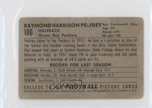 1952 Bowman - Small #106 Ray Pelfrey (RC) for sale online | eBay