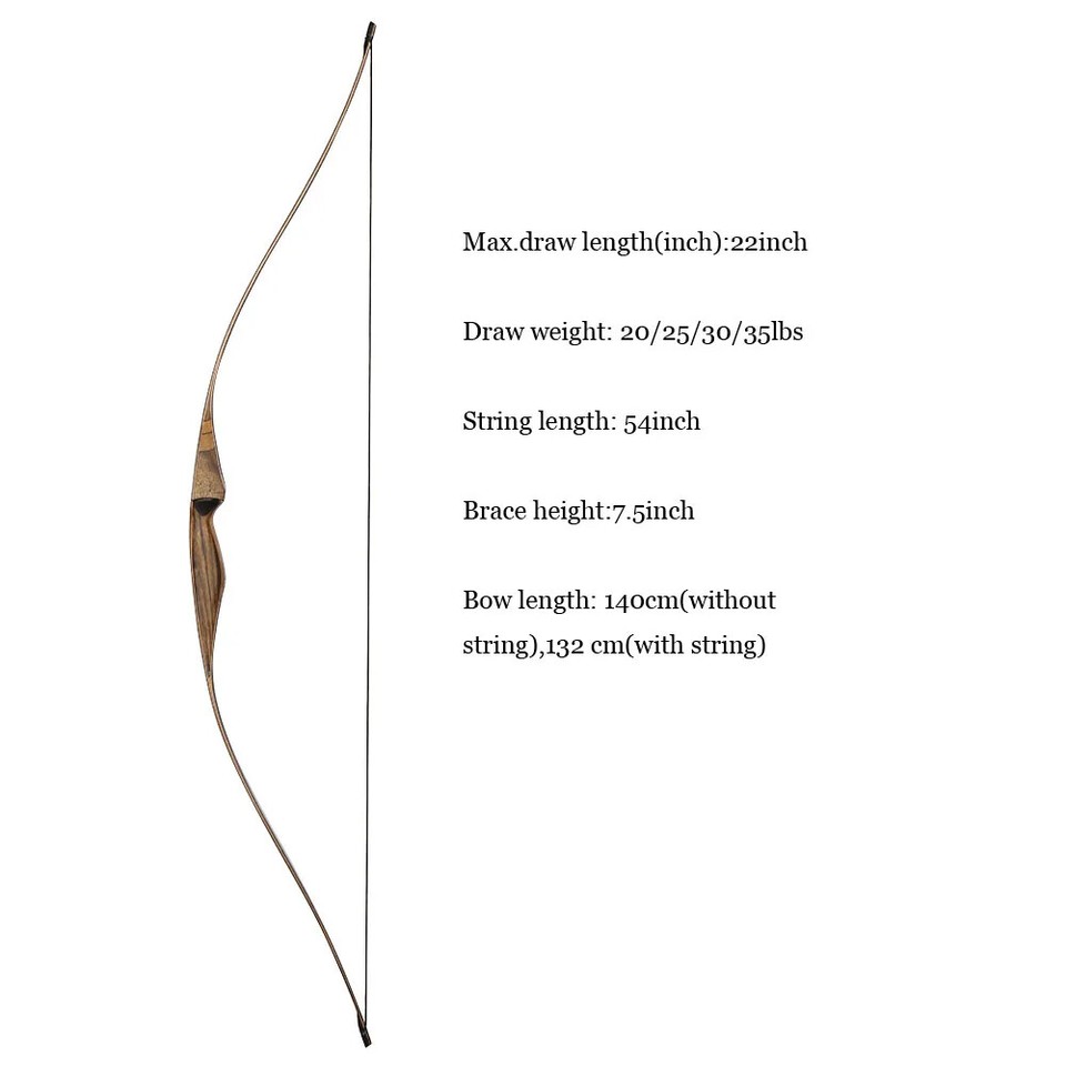 20 25 30lbs Handmade Traditional Wood Longbow Archery Recurve Bow Right ...