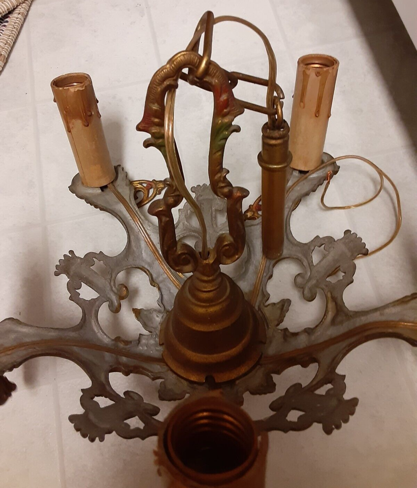 Antique Art Deco Art Nouveau Chandelier Fixture 5 light Light missing ...