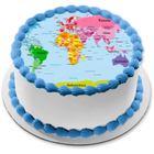 Map World Globe Cake Topper Party Decoration Edible Birthday ...