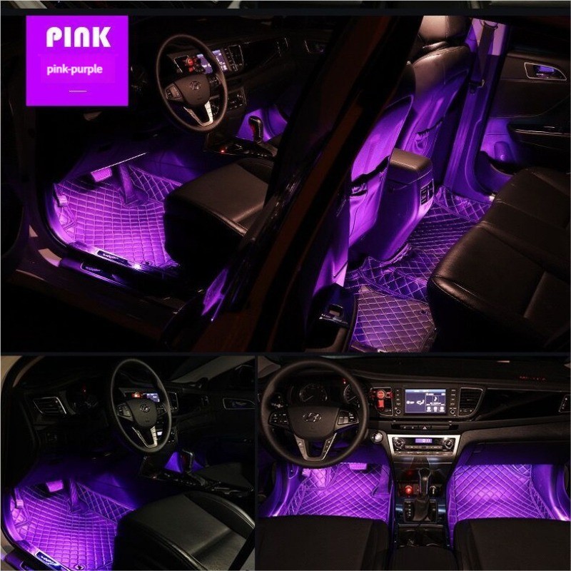 RGB LED Lights Car Remote Control Interior Floor Decor Atmosphere Strip ...