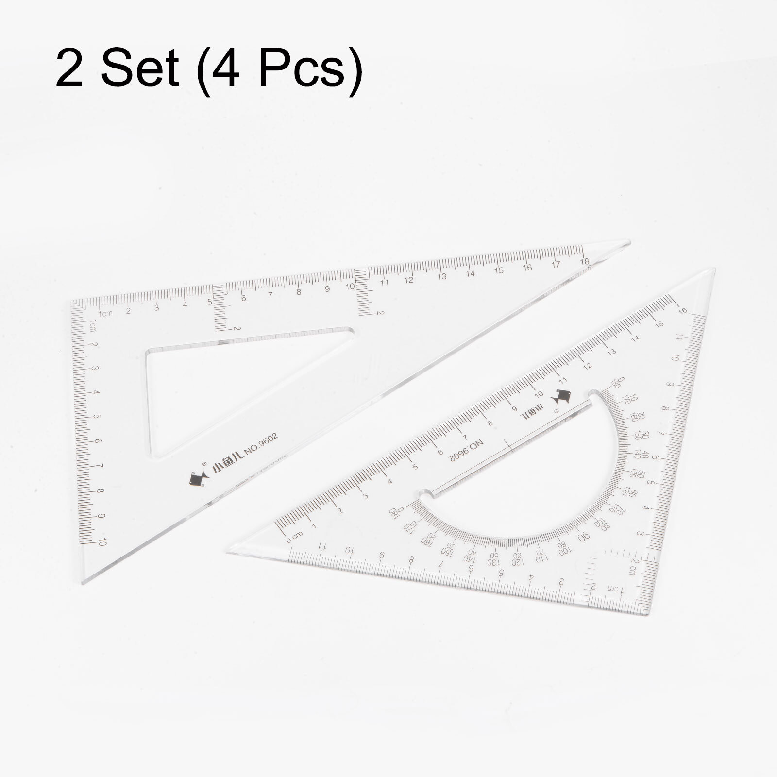 4piece Triangle Ruler Square Set 18cm, 16cm 30/60 and 45/90 Degrees ...